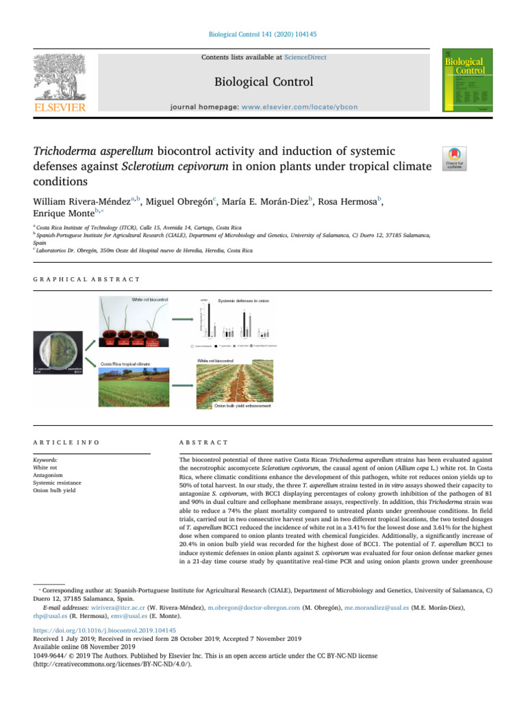 Trichoderma Asperellum Biocontrol Activity And Induction Of Systemic Pdf Biology