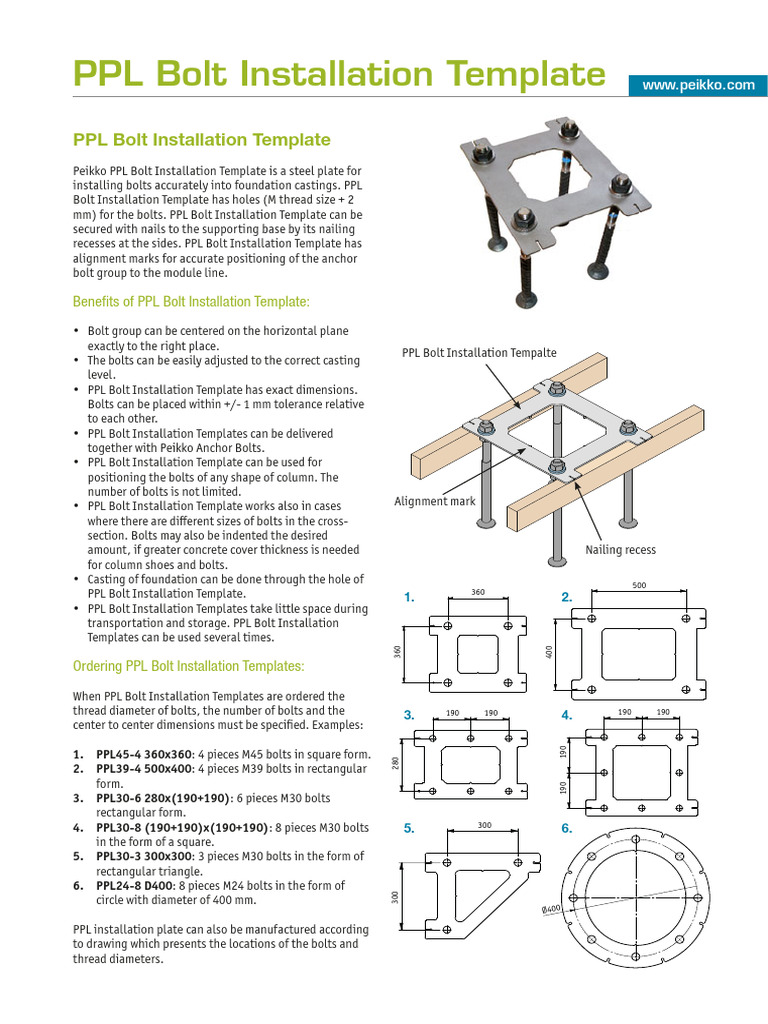 PPL Bolt Installation Template | PDF | Screw | Mechanical Engineering