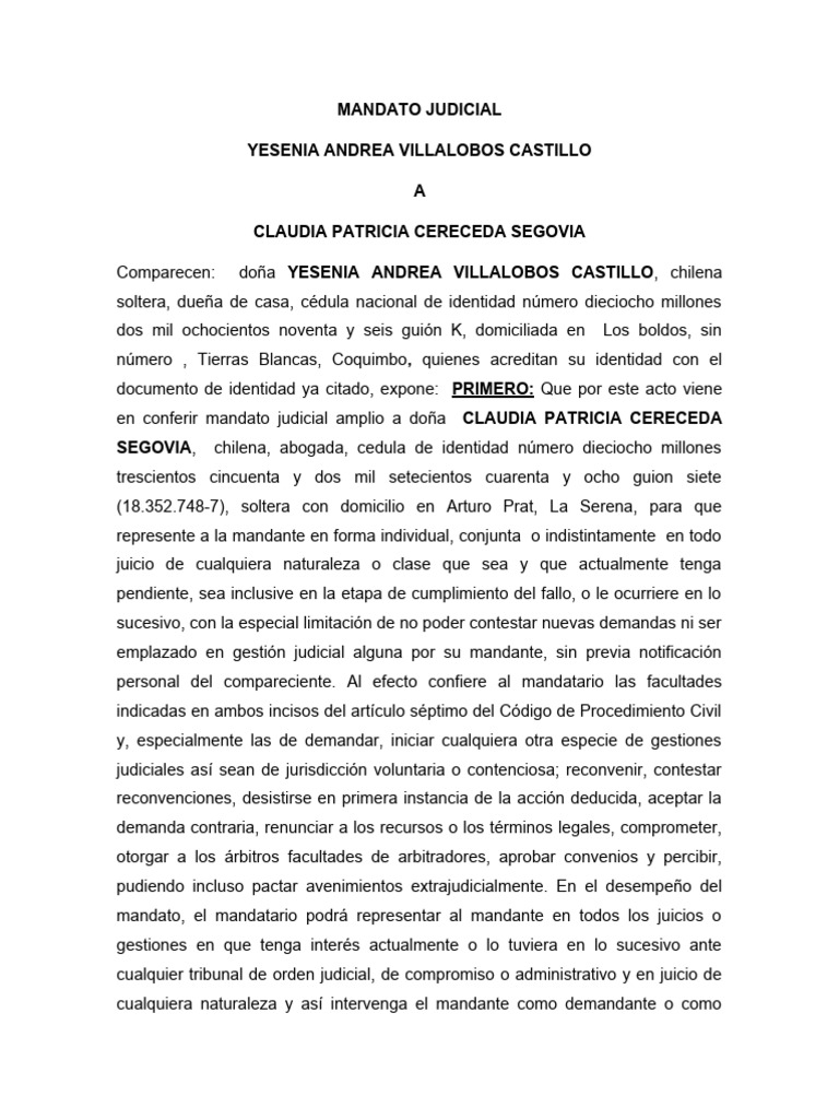 Mandato Judicial Yessenia | PDF | Estado (política) | Documento de ...