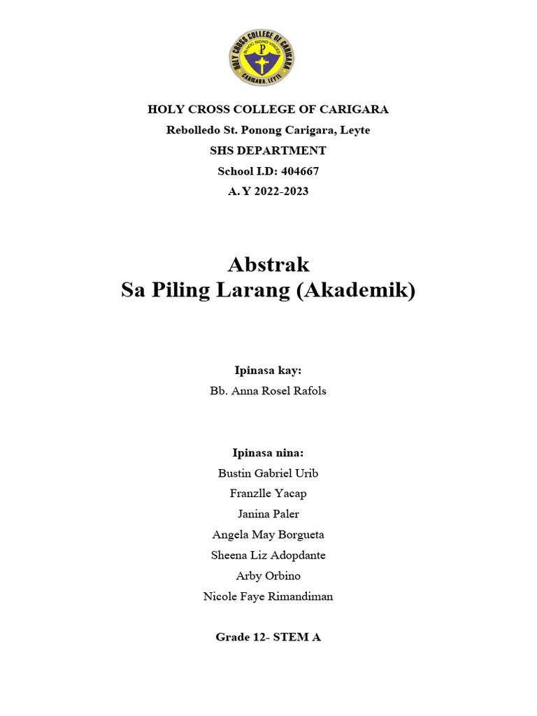 Pananaliksik Sa Filipino Grade 12 STEM A | PDF
