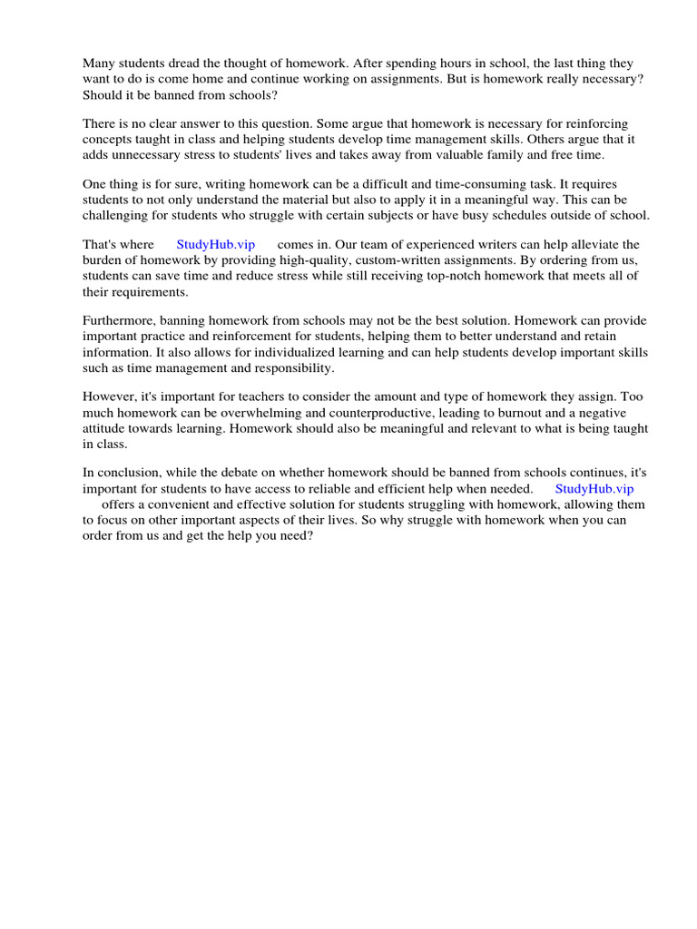 Homework Should Be Banned From Schools | Download Free PDF | Homework ...