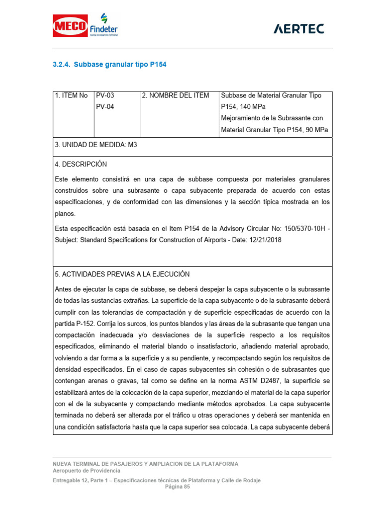 Especificacion Tecnica Sub Base Granular | PDF | Aeropuerto