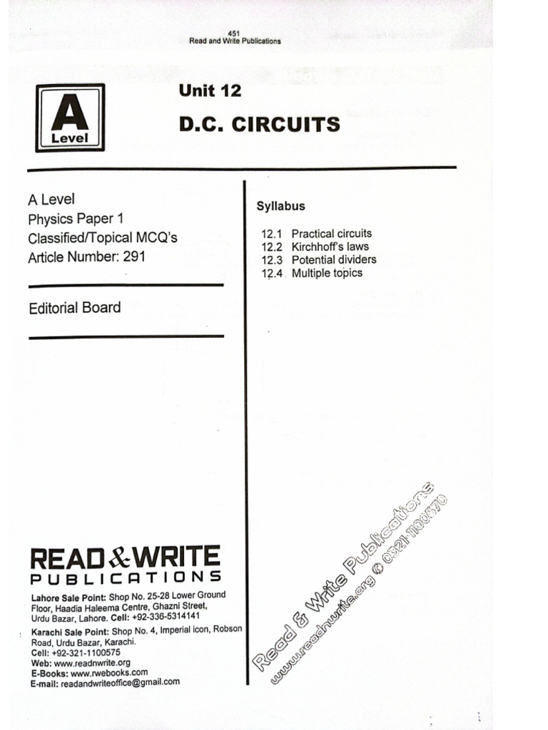 Topic 12 DC Circuits | PDF