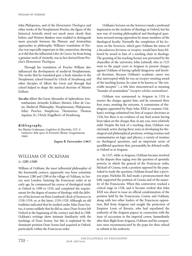 William of Ockham C 1285 134 | PDF | Concept | Logic