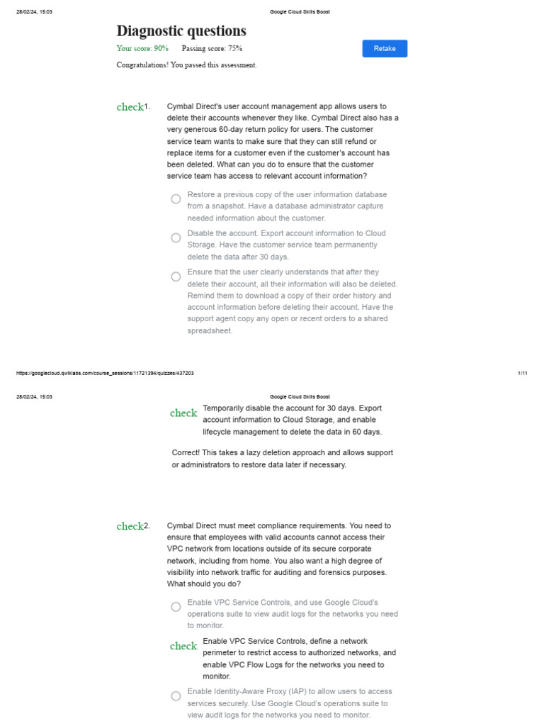Google Cloud Skills Boost - Google Cloud Architect Diagnostic Questions | PDF | Load Balancing ...