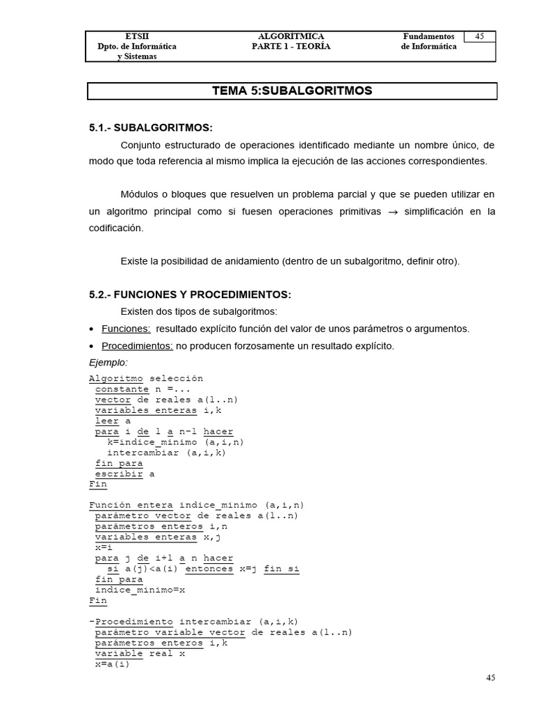 Tema5 LL | PDF | Variable (Matemáticas) | Algoritmos