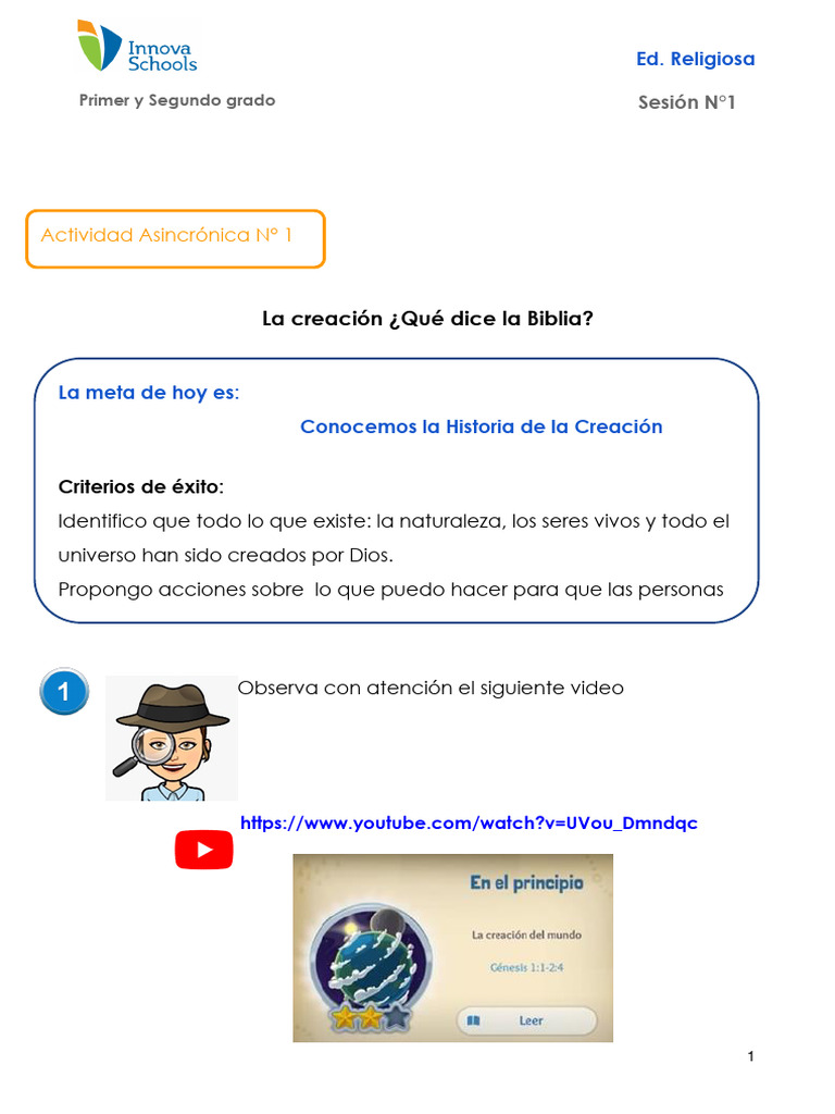 FICHA 1 - LA CREACIÓN | PDF | Dios