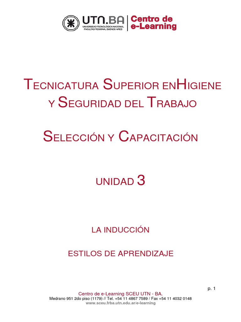 TSHYST - Seleccion y Capacitacion - Unidad III | PDF | Aprendizaje | Experiencia