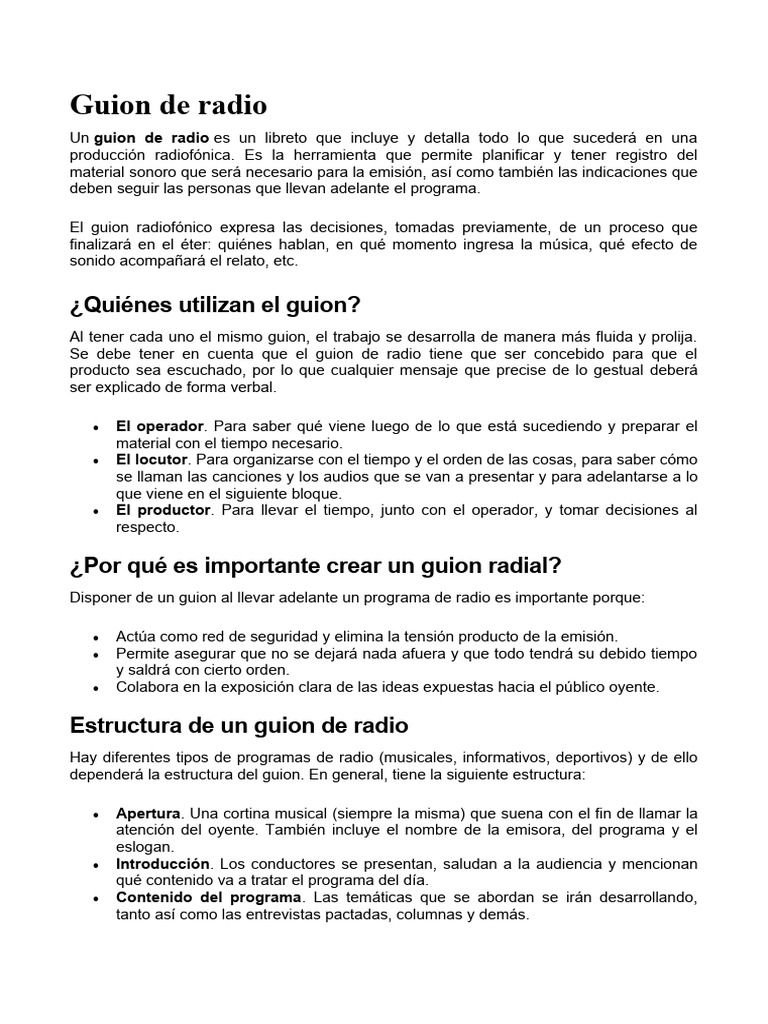 Guion de Radio | PDF | Radiodifusión