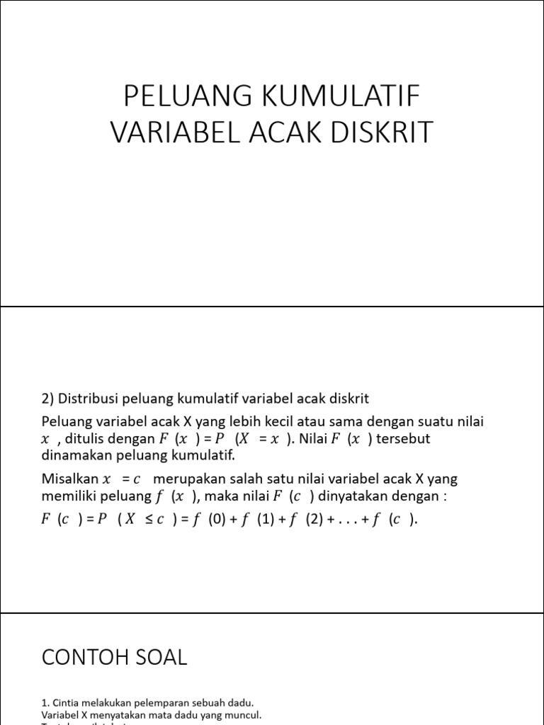 Peluang Kumulatif Variabel Diskrit | PDF | Dewasa Muda