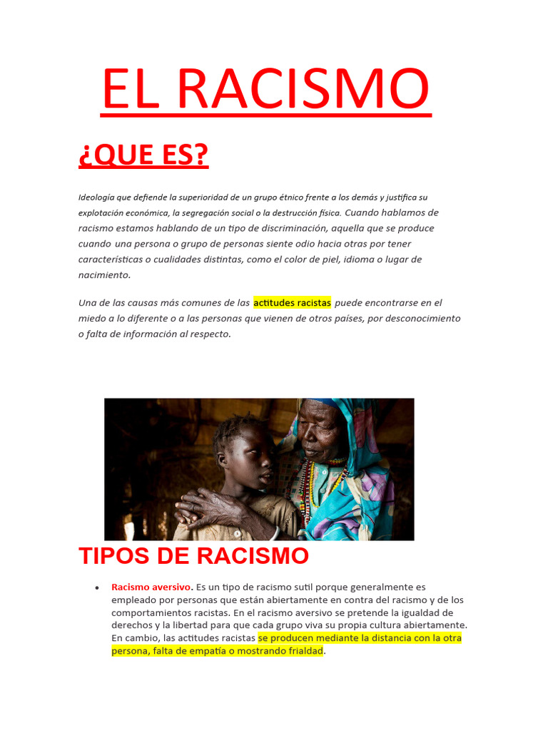 Que Es El Racismo | PDF | Discriminación y relaciones raciales | Racismo