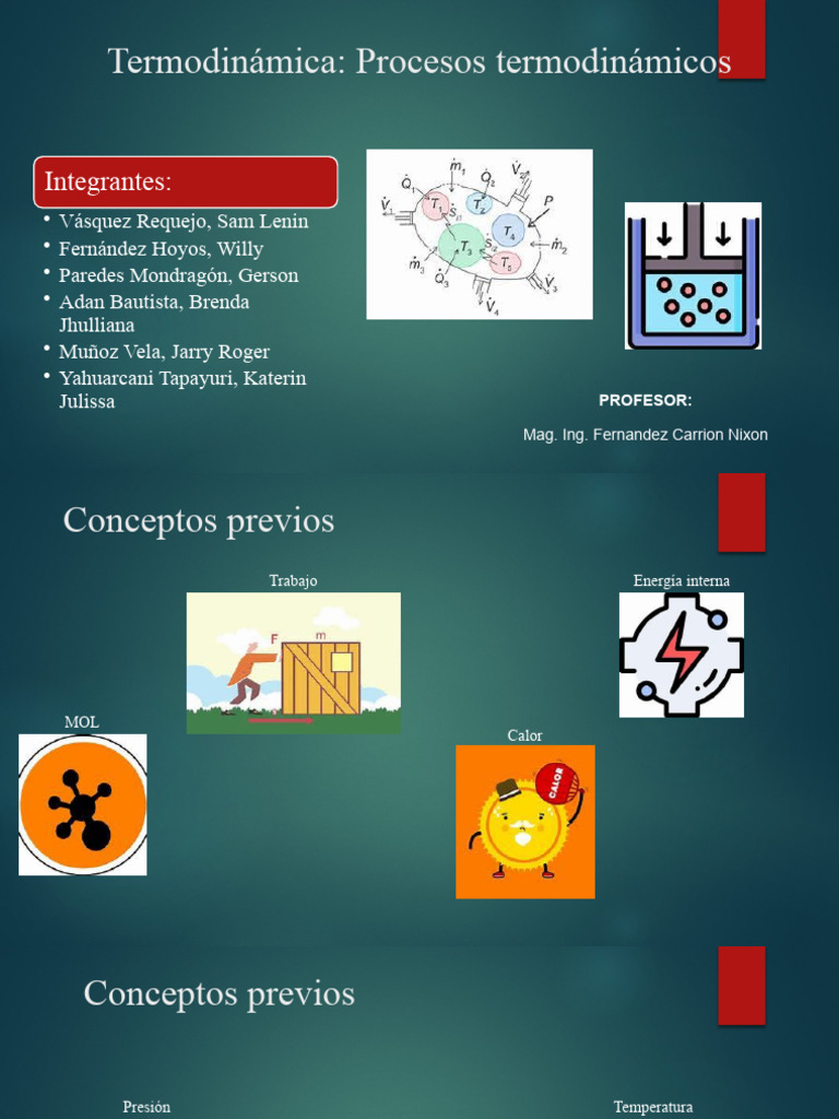 Presentación - Procesos Termodinámicos Grupo 5 | PDF | Termodinámica | Gases
