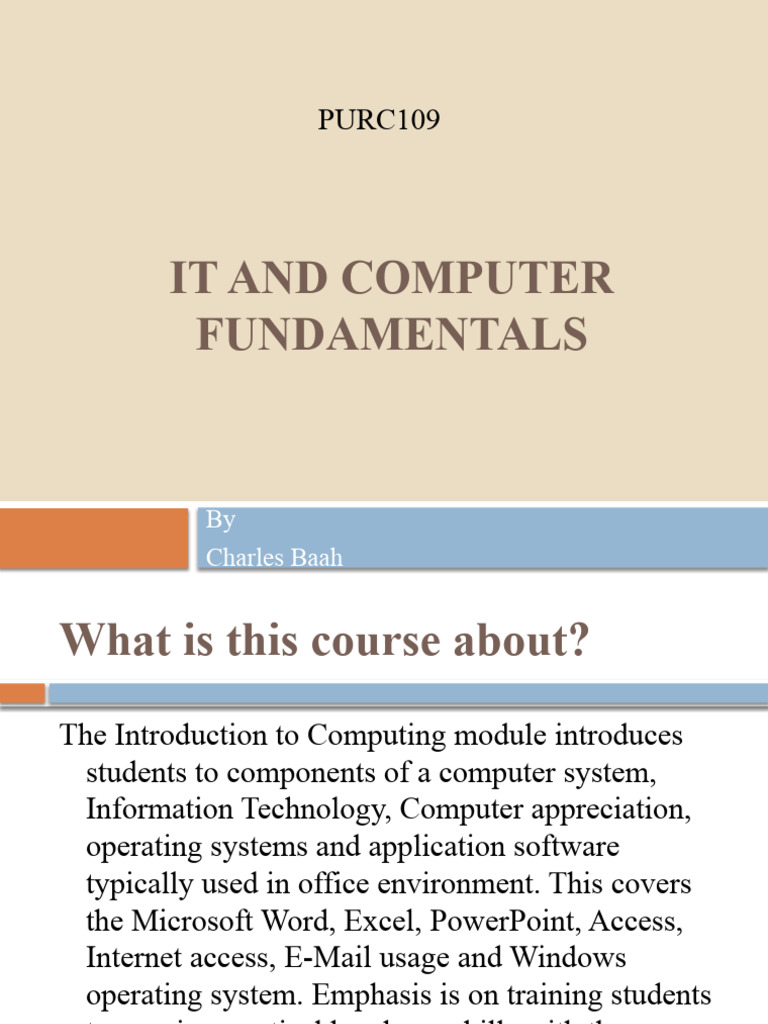 IT and Computer Fundamentals | PDF | Operating System | Computer Data ...