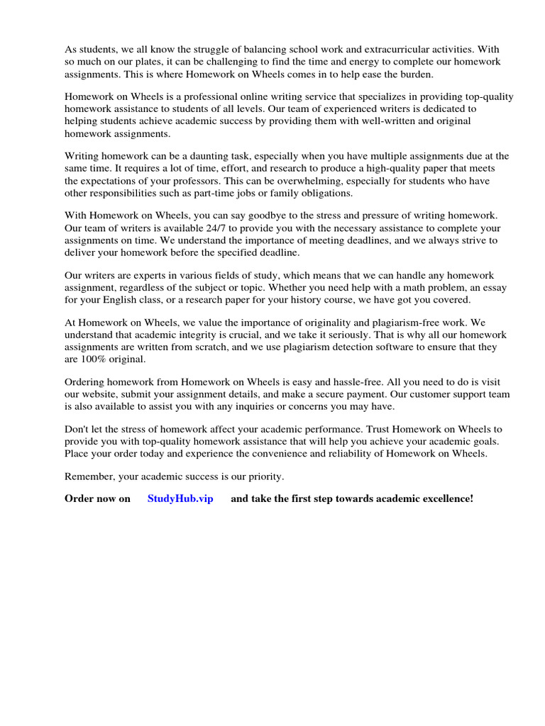 Homework On Wheels | PDF | Homework