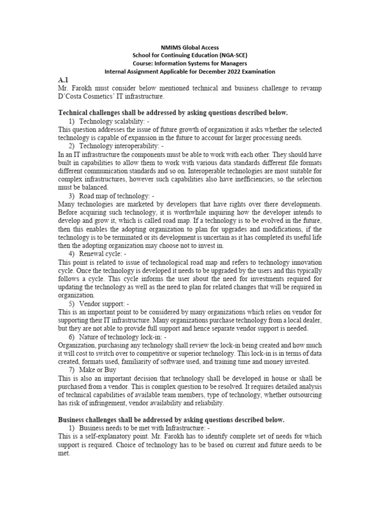 Information Systems For Managers - Assignment Dec 2022 | PDF | Cloud Computing | Computer Security