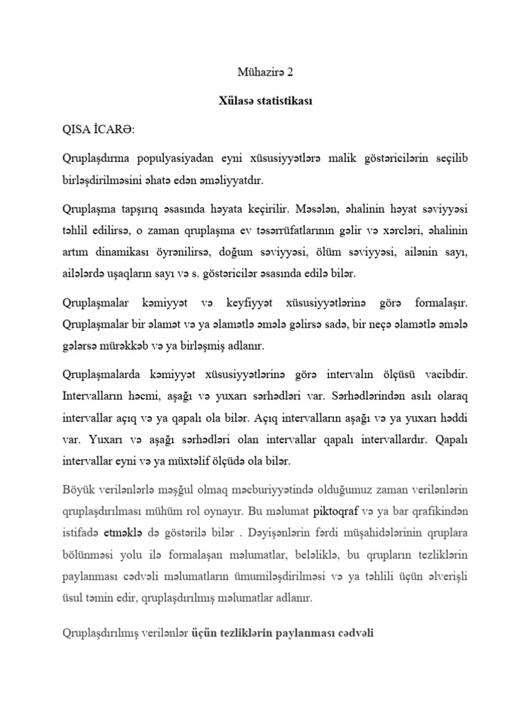 Lecture 2 Statistics | PDF