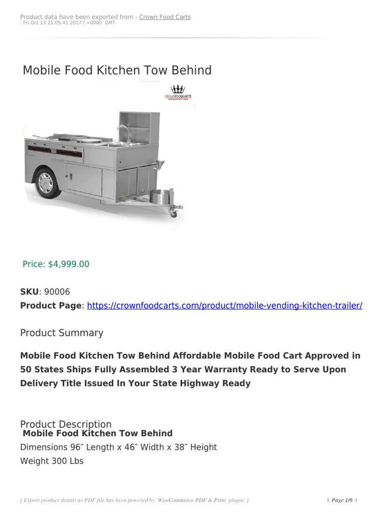 Mobile Food Kitchen Tow Behind Trailer | PDF | Kitchen | Barbecue Grill