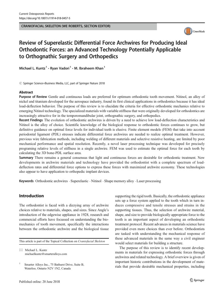 Review of Superelastic Differential Force Archwires For Producing Ideal ...