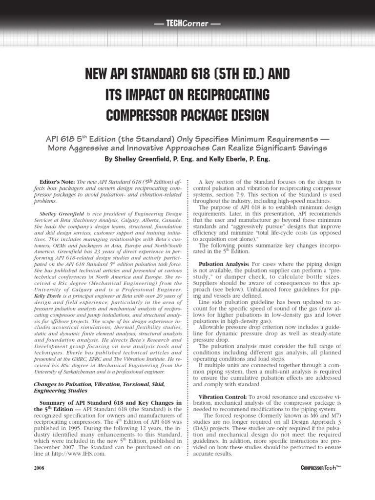 Beta New API Standard 618 | PDF | Gas Compressor | Mathematical ...