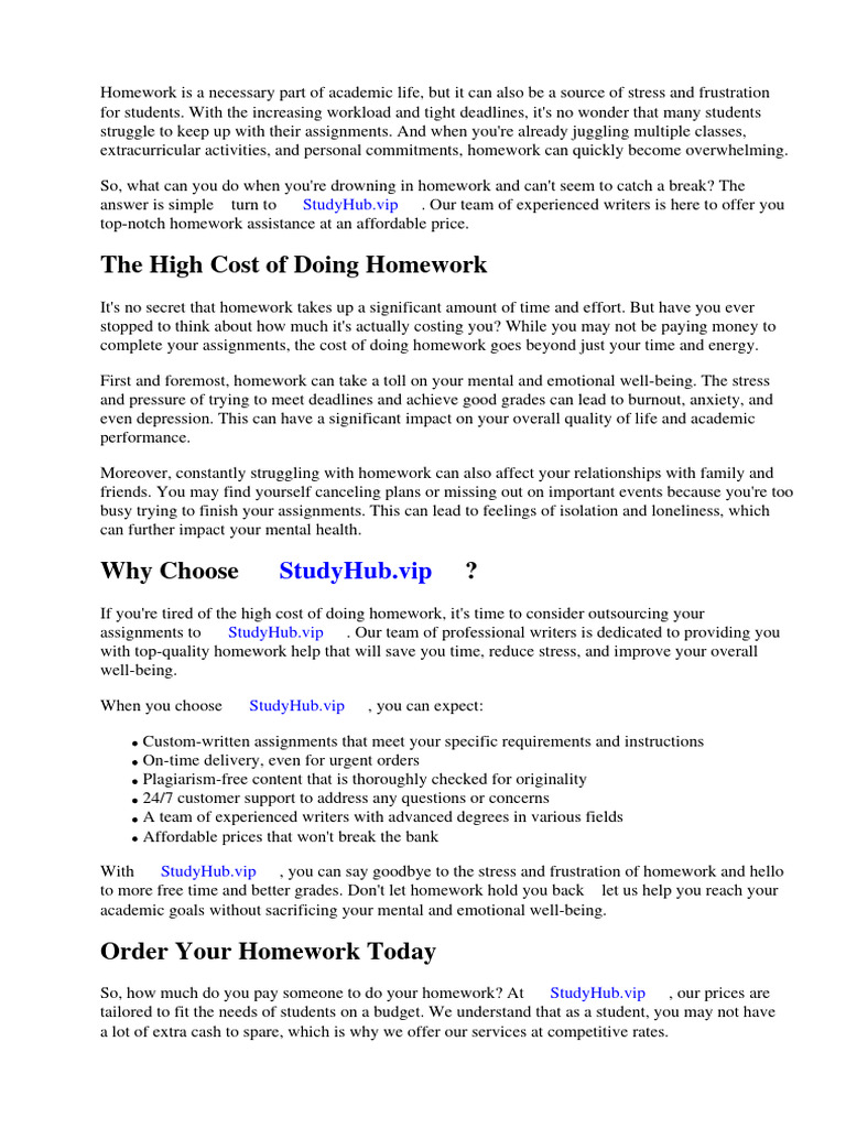 How Much Do You Pay Someone To Do Your Homework | PDF | Homework ...