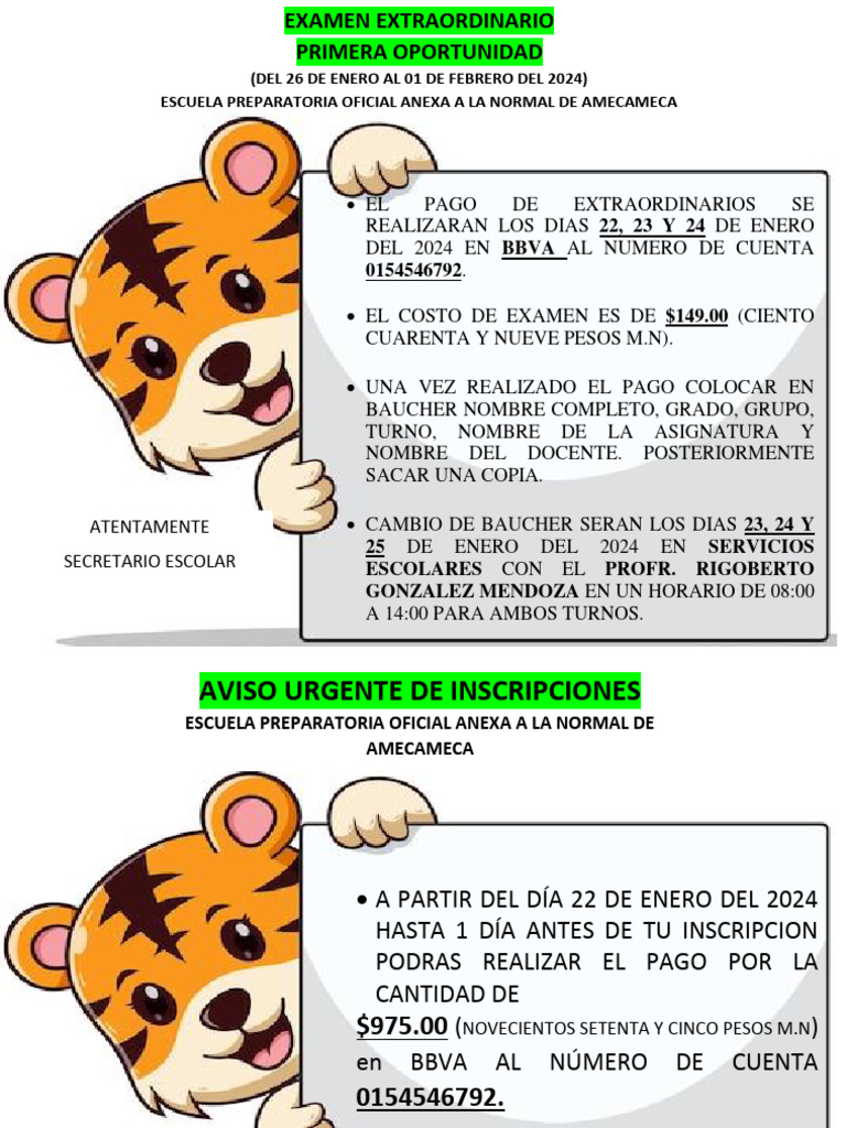 Aviso Inscripciones 2024 y Extras | PDF