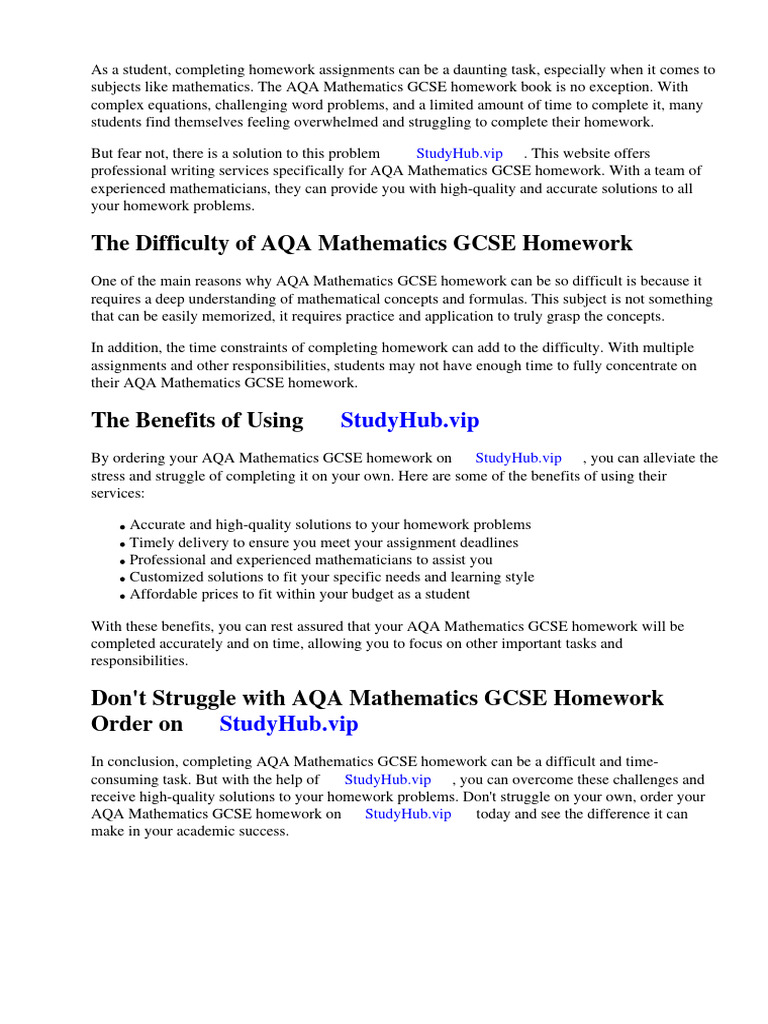 Aqa Mathematics Gcse Homework Book | Download Free PDF | Books ...