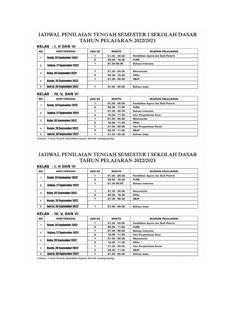 JADWAL UTS 1 | PDF