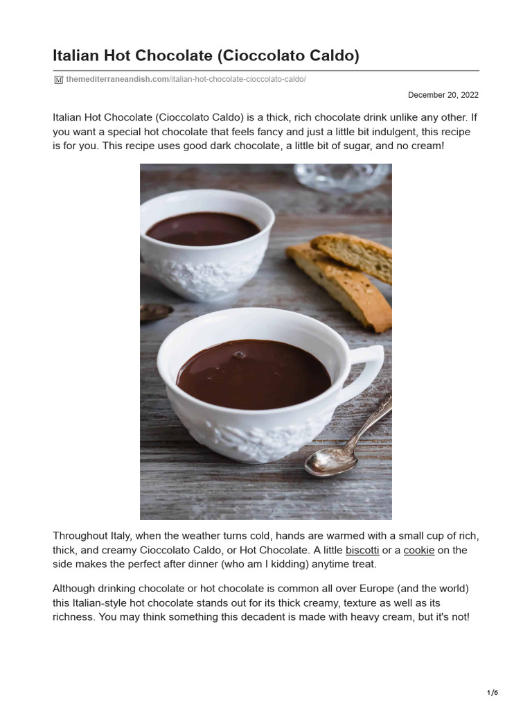 Italian Hot Chocolate | PDF | Chocolate | Drink