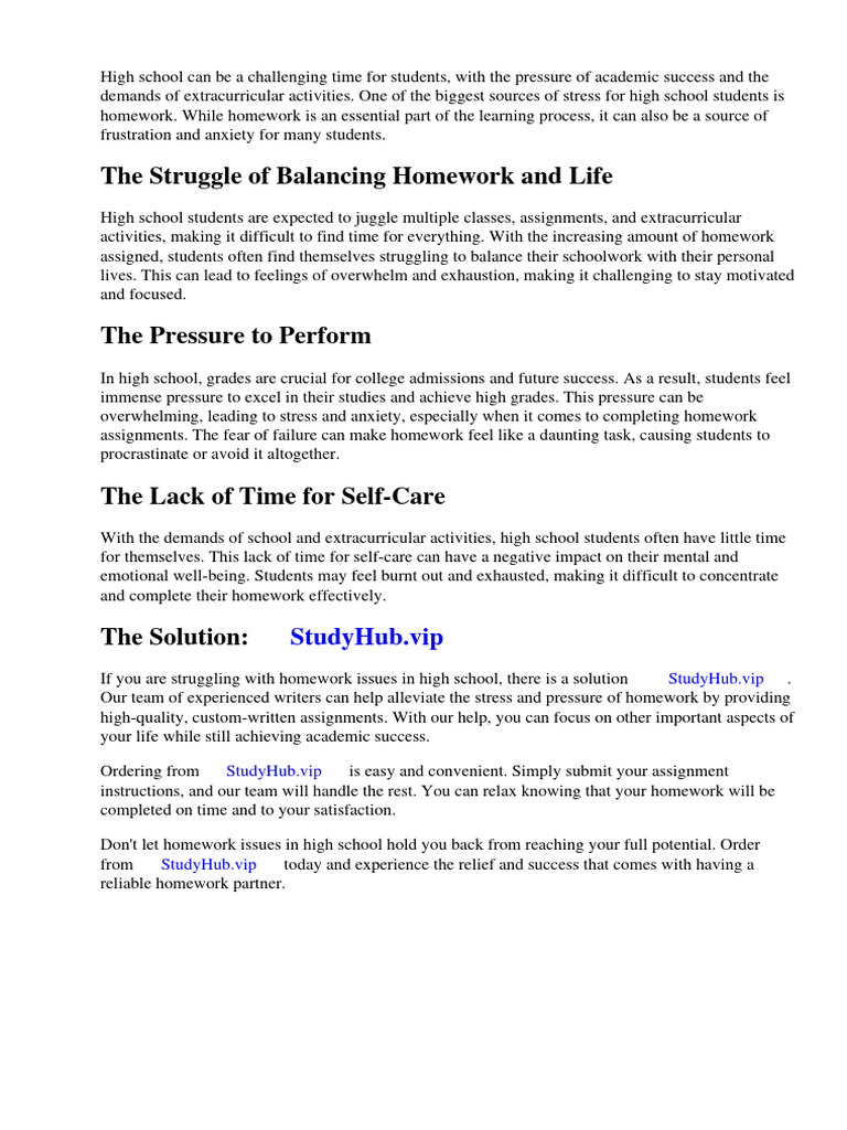 Homework Issues High School | PDF | Homework | Teachers