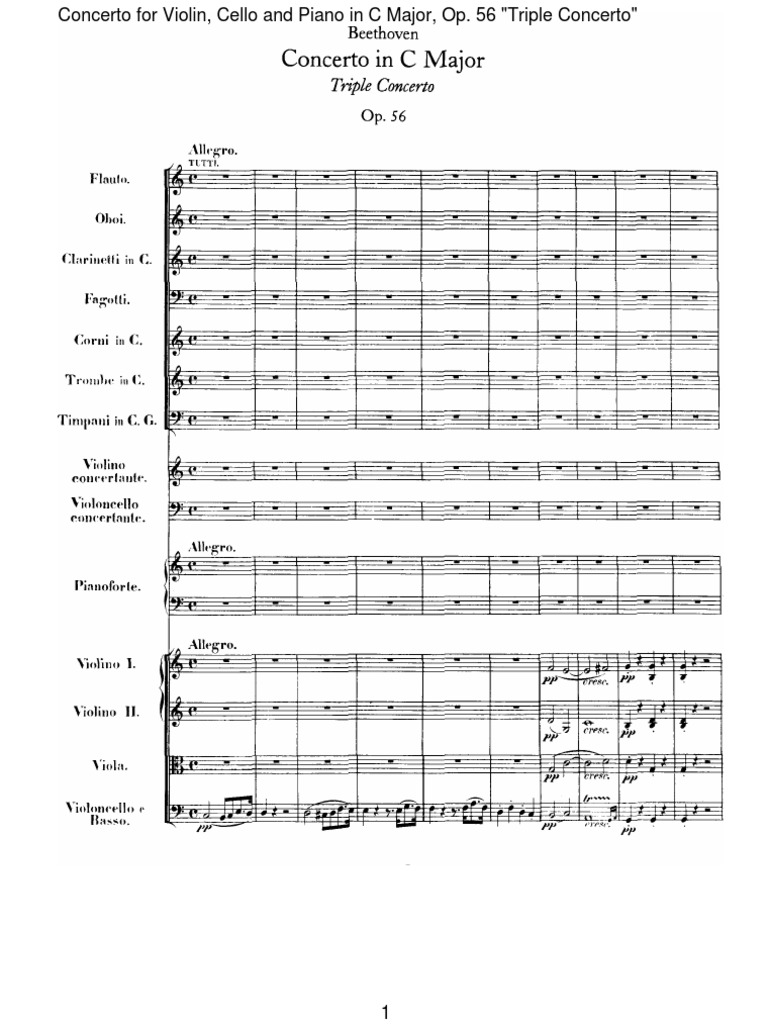 Beethoven - Concerto For Violin, Cello and Piano in C Major, Op 56 Triple Concerto (Orchestral ...