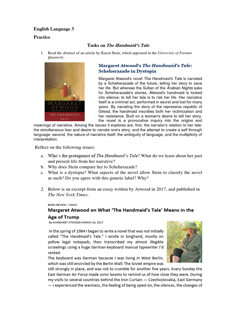 Tasks on The Handmaids Tale | PDF