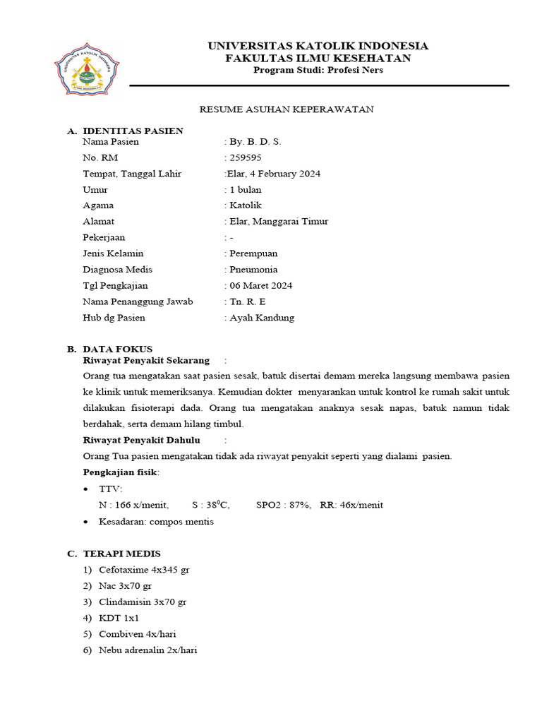RESUME ASKEP By. Beatriks - Pneumonia | PDF