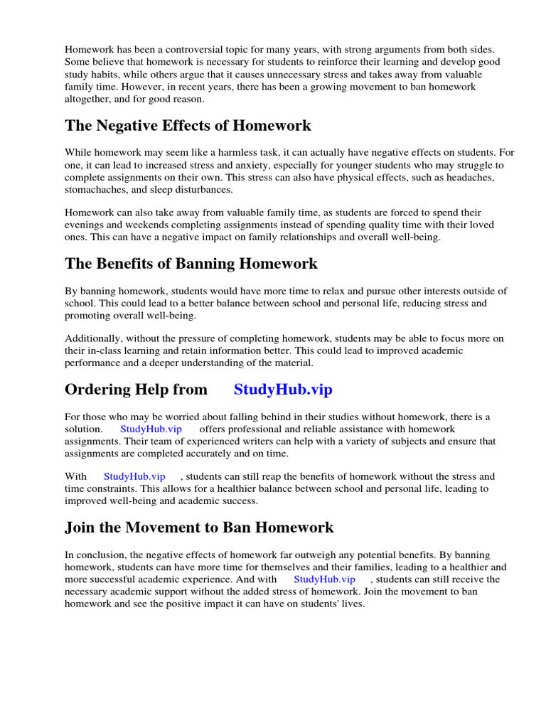 This House Would Ban Homework Pro | Download Free PDF | Homework | Teachers