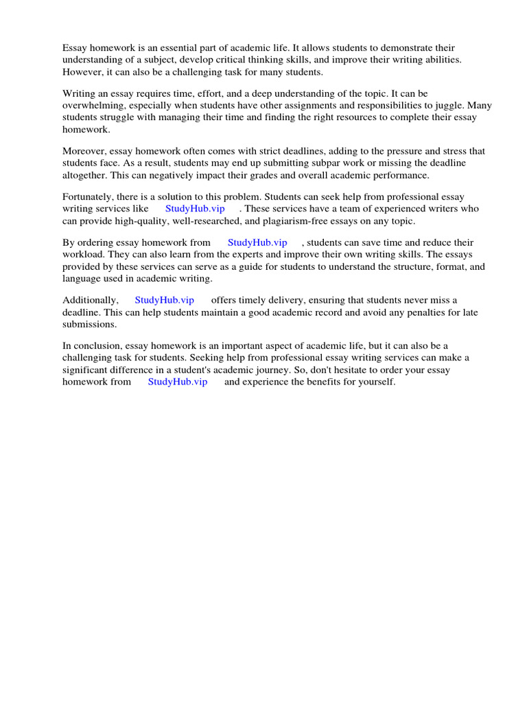 Essay Homework Important | PDF | Homework | Essays