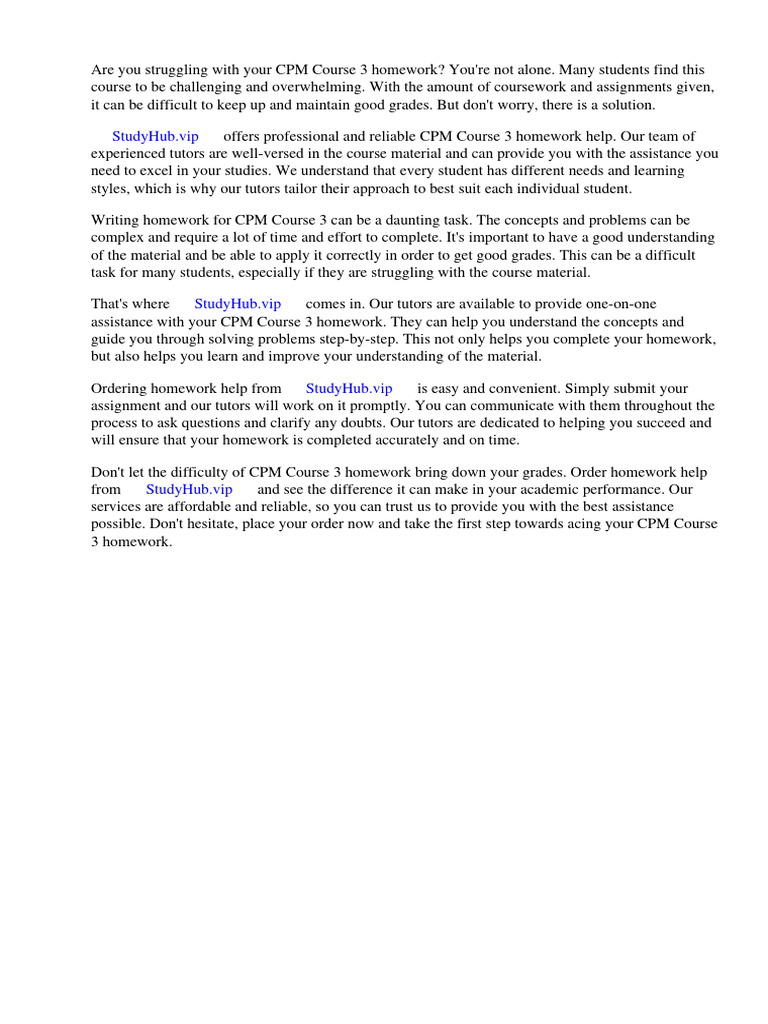 CPM Course 3 Homework Help | Download Free PDF | Homework | Mathematics