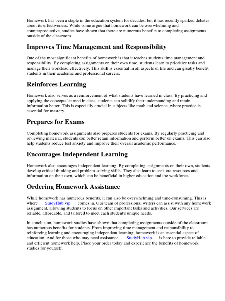Benefits of Homework Studies | PDF | Homework | Learning