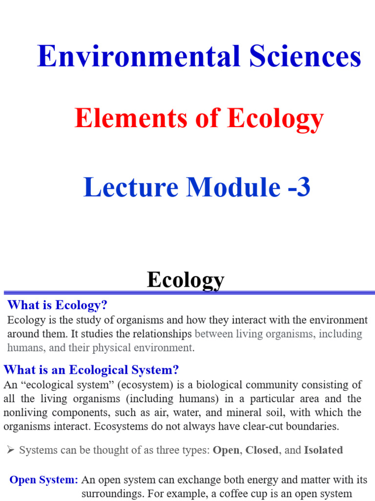 Environmental Sciences-L-3 | PDF | Ecosystem | Ecology
