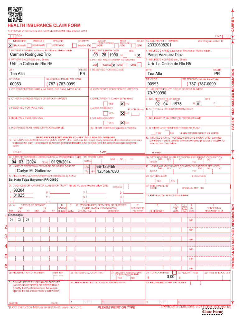 M3 Formulario CMS-1500 | PDF | Medicare (United States) | Medicaid