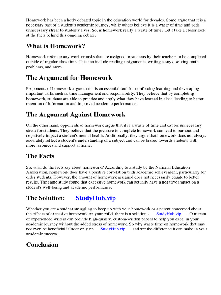 Is Homework A Waste of Time Facts | PDF | Homework | Teachers