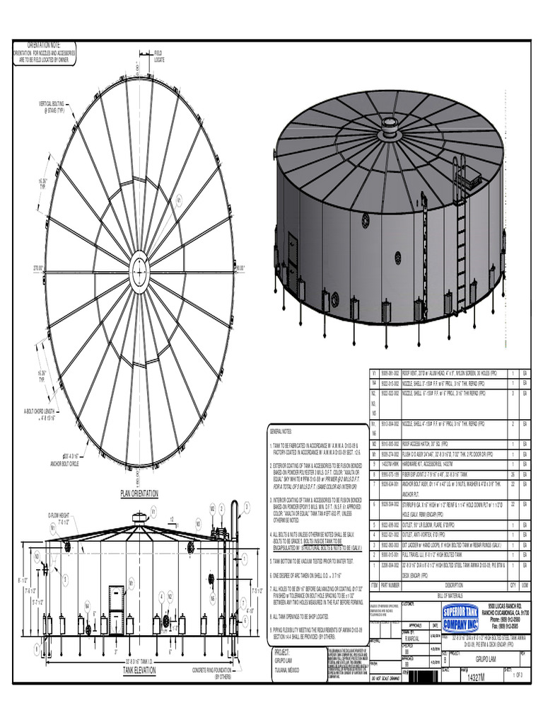 Bolted Steel Tank Elevation Plan | PDF | Materials | Building Engineering