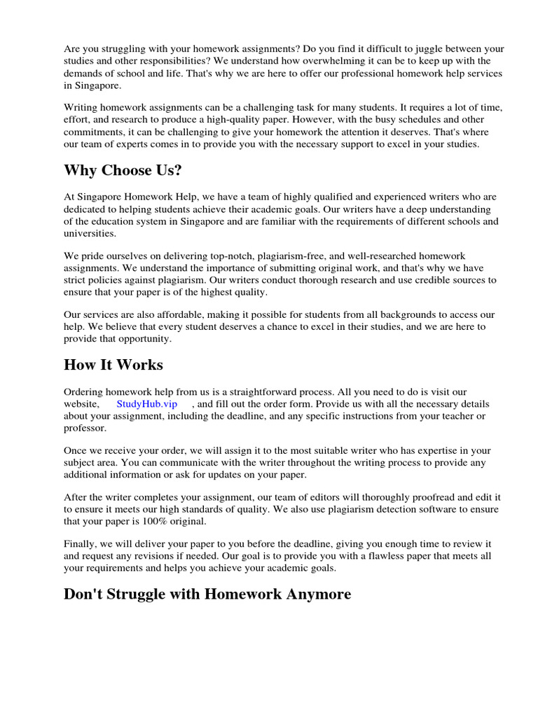 Singapore Homework Help | PDF | Cost Of Living | Homework