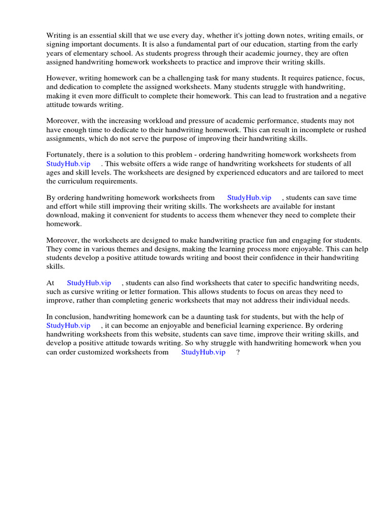 Handwriting Homework Worksheets | PDF | Worksheet | Homework