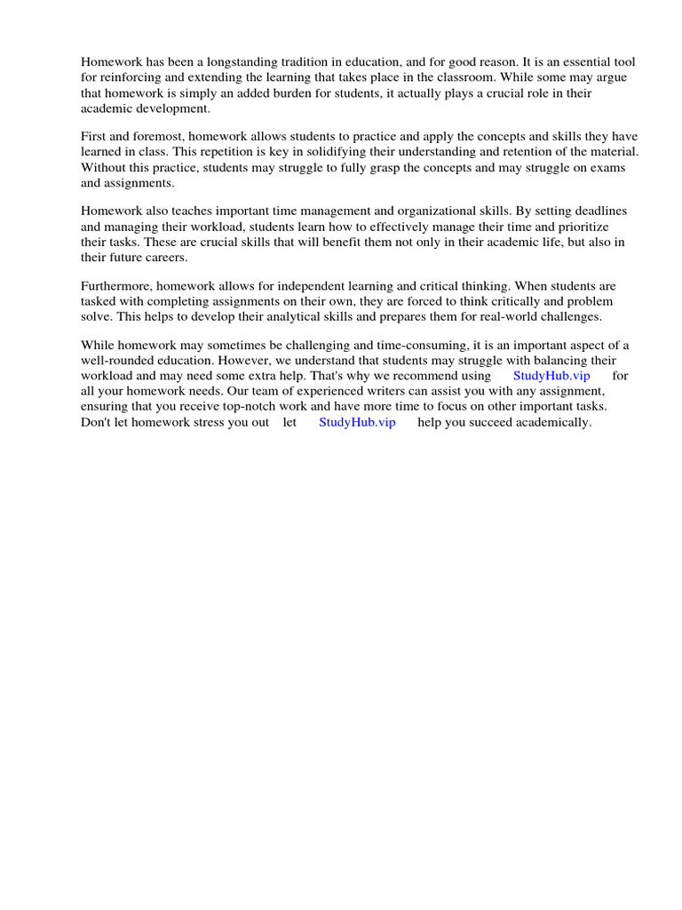 200 Word Essay On Why Homework Is Important | PDF | Essays | Homework