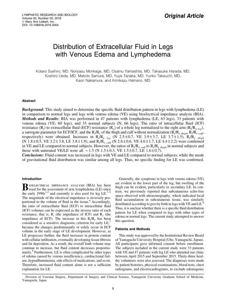 Distribution celular fluids in leg | PDF | Edema | Diseases And Disorders