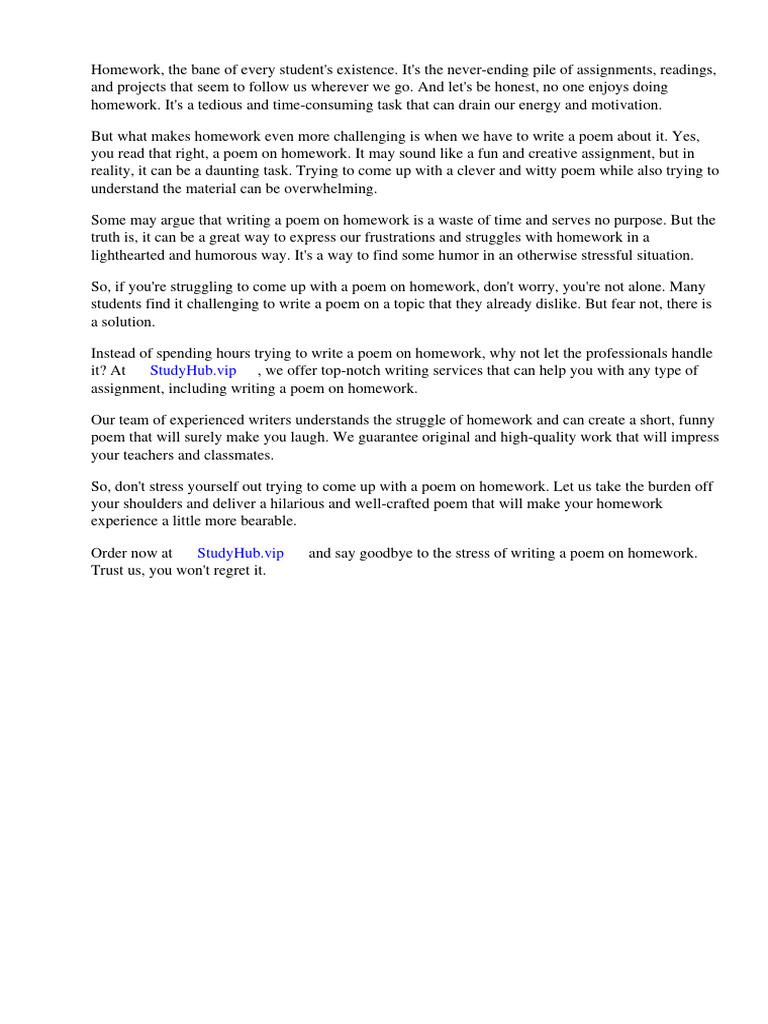 Short Funny Poems On Homework | PDF | Poetry | Homework
