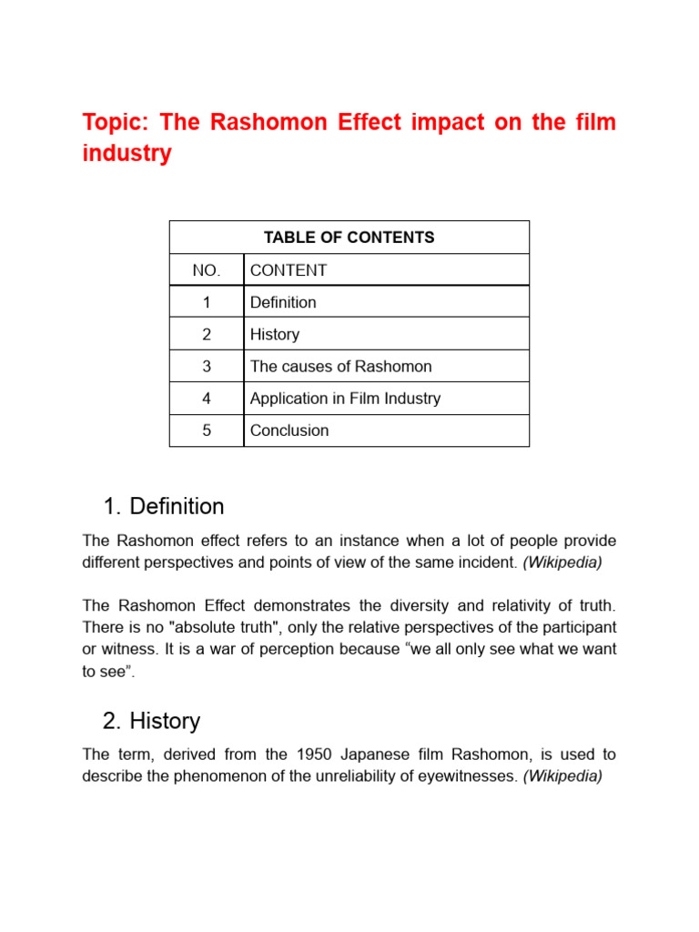The Rashomon Effect | PDF | Narration | Truth