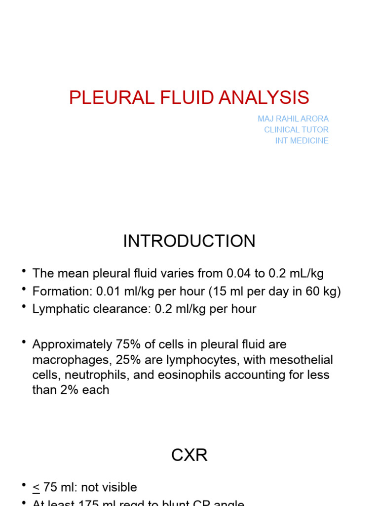 Pleural Fluid Analysis | PDF | Medical Specialties | Clinical Medicine