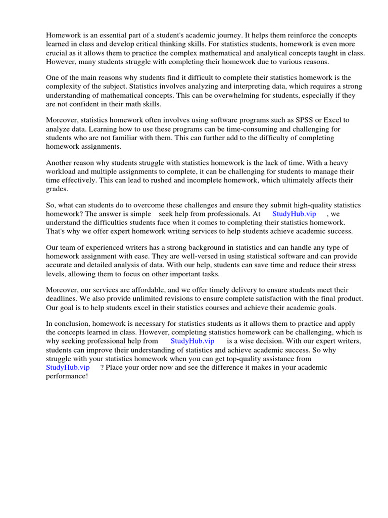 Homework Is Necessary Statistics | PDF | Homework | Statistics