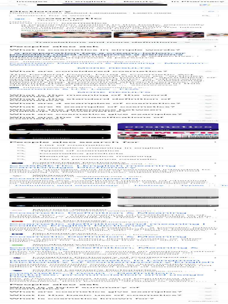 Definition and Meaning of Cosmetics | PDF | Cosmetics | Federal Food