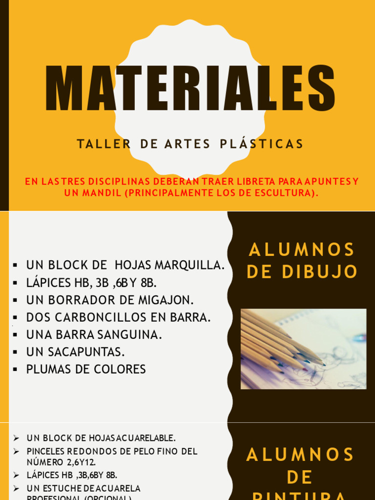 Lista de Materiales de Artes Plasticas | PDF